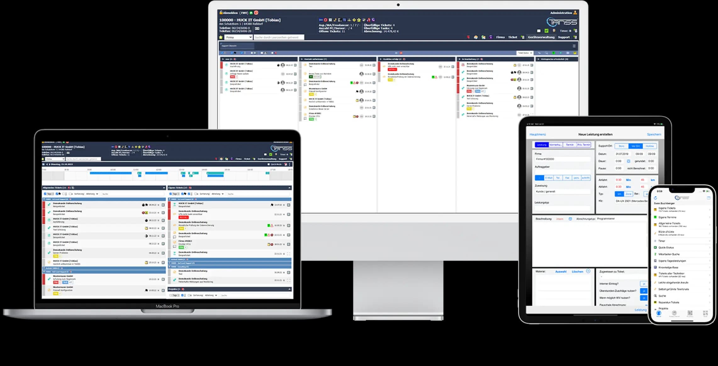 TANSS® modules | ticket system, device management, project ticket, etc.
